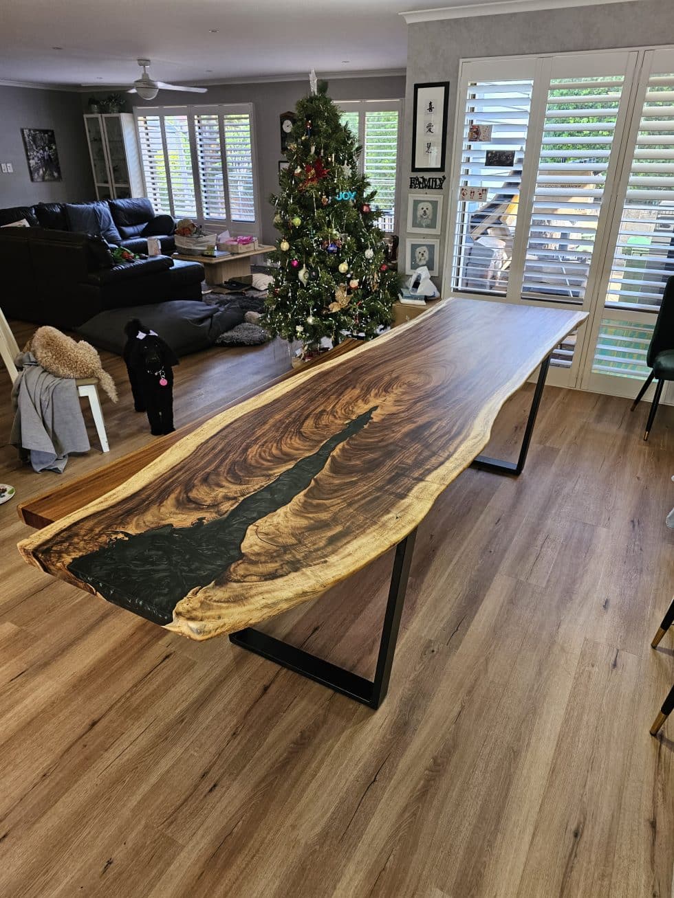 Raintree Live Edge Slab Dining Table with resin feature | Creative ...